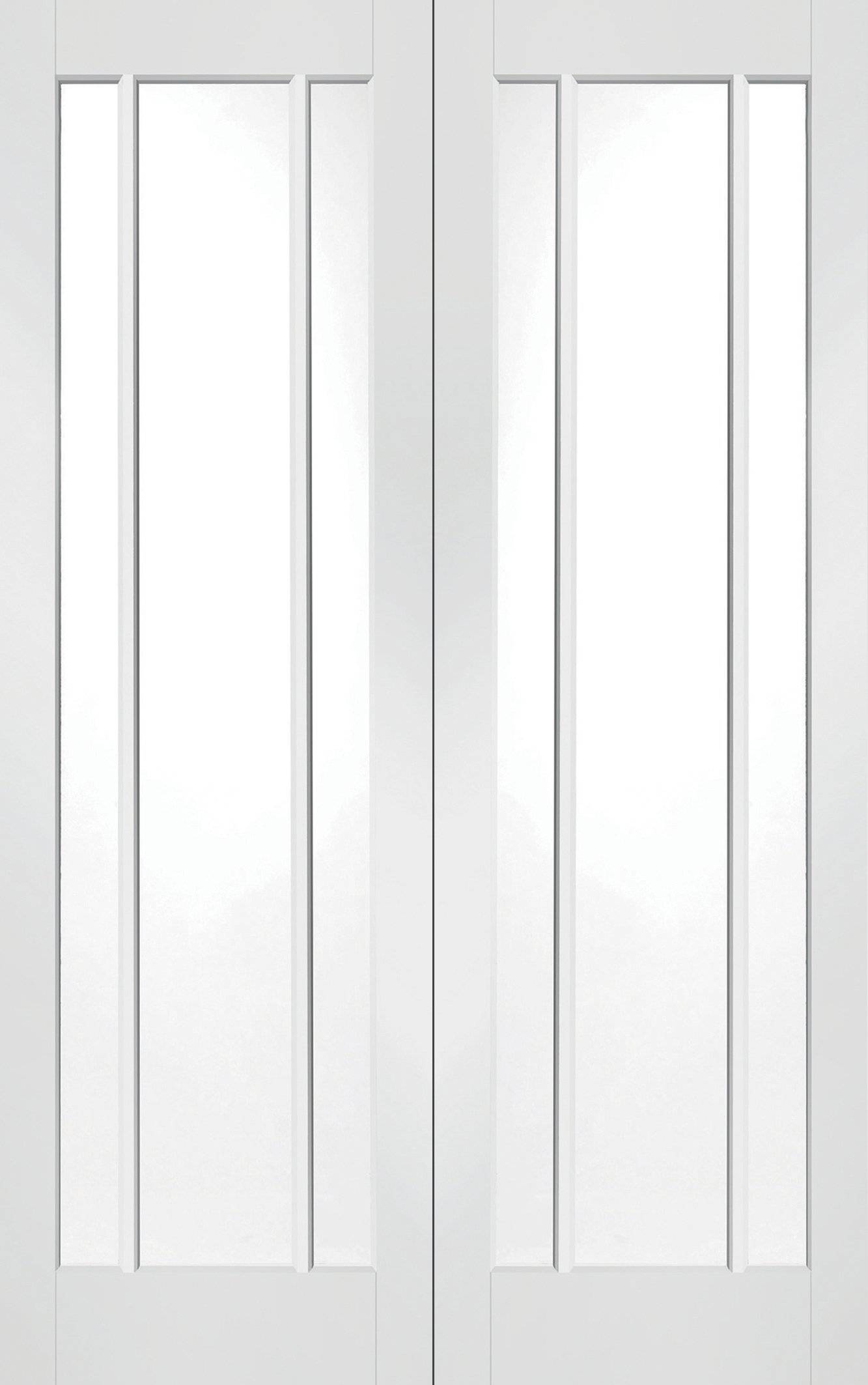 Internal White Primed Worcester Door Pair with Clear Glass | XL Joinery